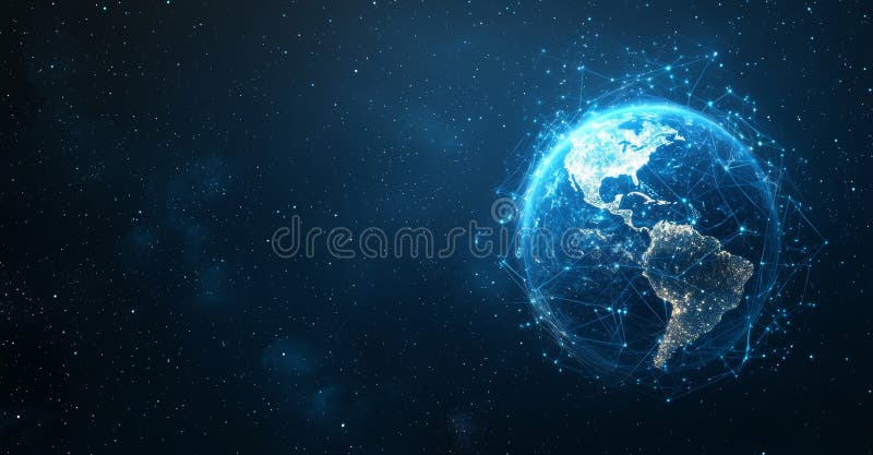 The Night Earth Global Virtual Internet World Connection of Digital ...