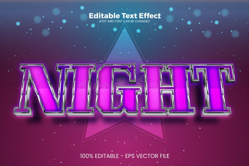 Night Editable Text Effect in Modern Trend Style Stock Vector - Illustration of graphic ...