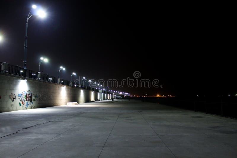 Night embankment stock image. Image of graffiti, lights - 75704035