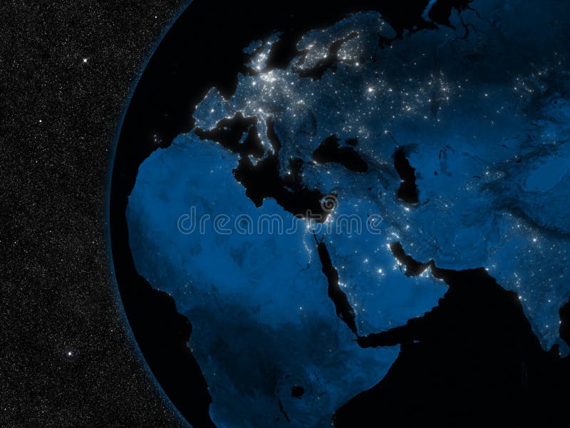 Night in EMEA region stock illustration. Illustration of space - 37862275