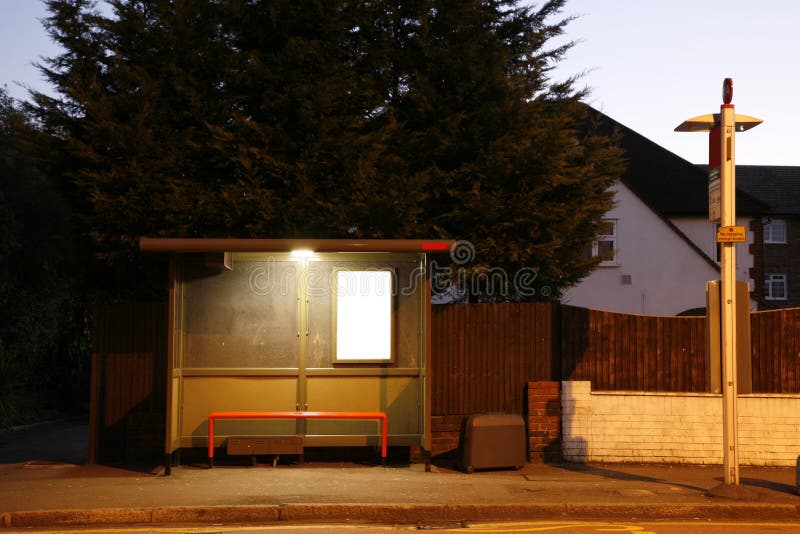 The night, empty bus stop stock image. Image of early - 22993425