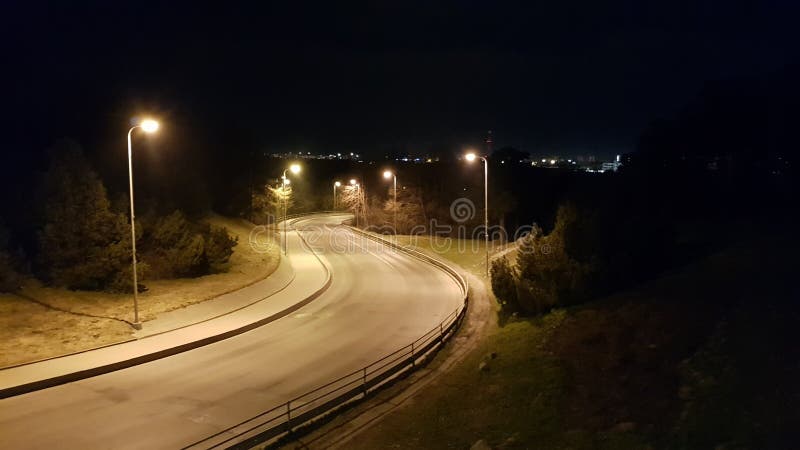 Night empty road stock photo. Image of empty, road, light - 151536820