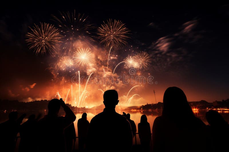 Night Enchantment Silhouettes Captivated by the Magic of Bursting ...