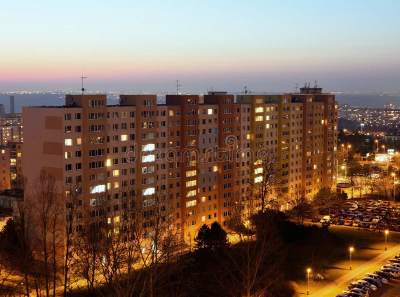 Night estate stock photo. Image of flats, windows, modern - 38810286