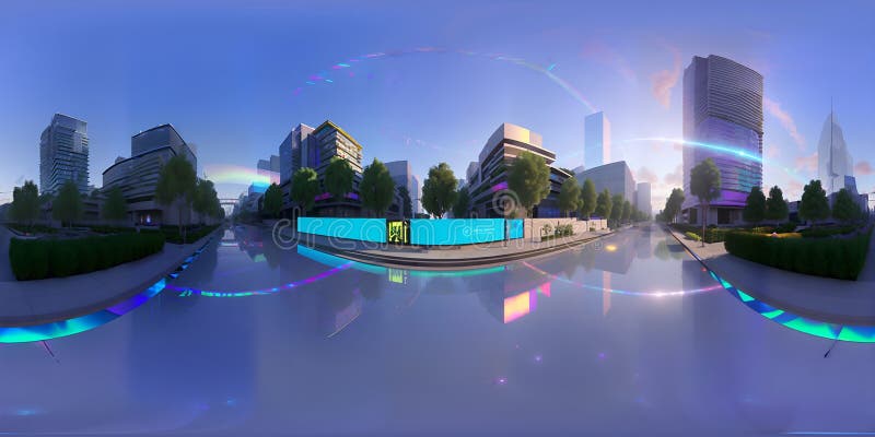 Night Evening City Street 360 Degree HDRI Map Stock Illustration ...