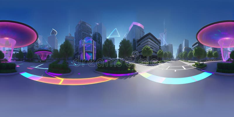 Night Evening City Street 360 Degree HDRI Map Stock Illustration ...