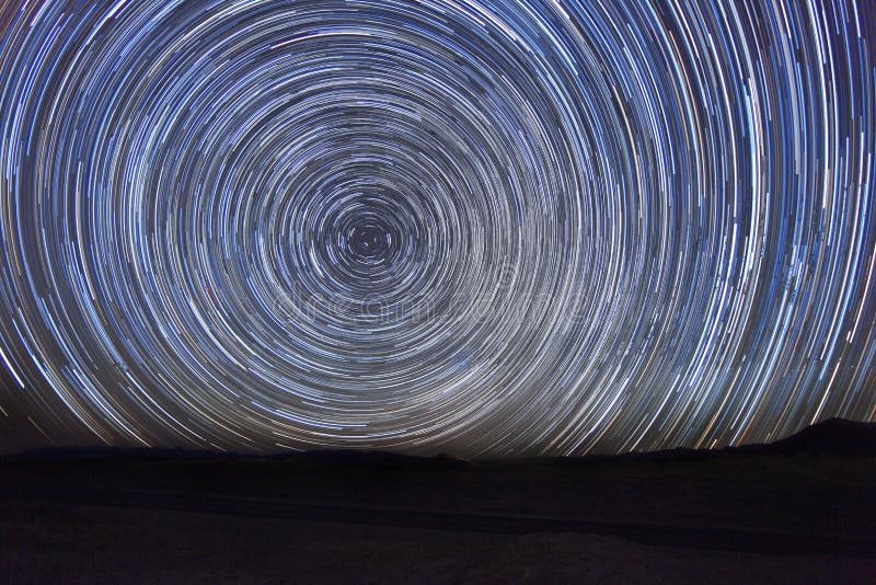 Night Exposure Star Trails of the Sky Stock Image - Image of evening ...