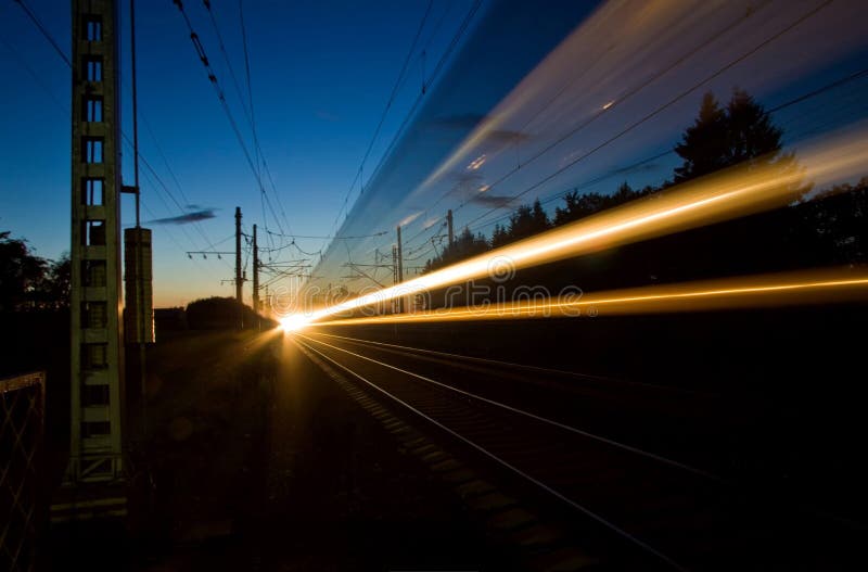 The night express train. stock image. Image of move, road - 43645681