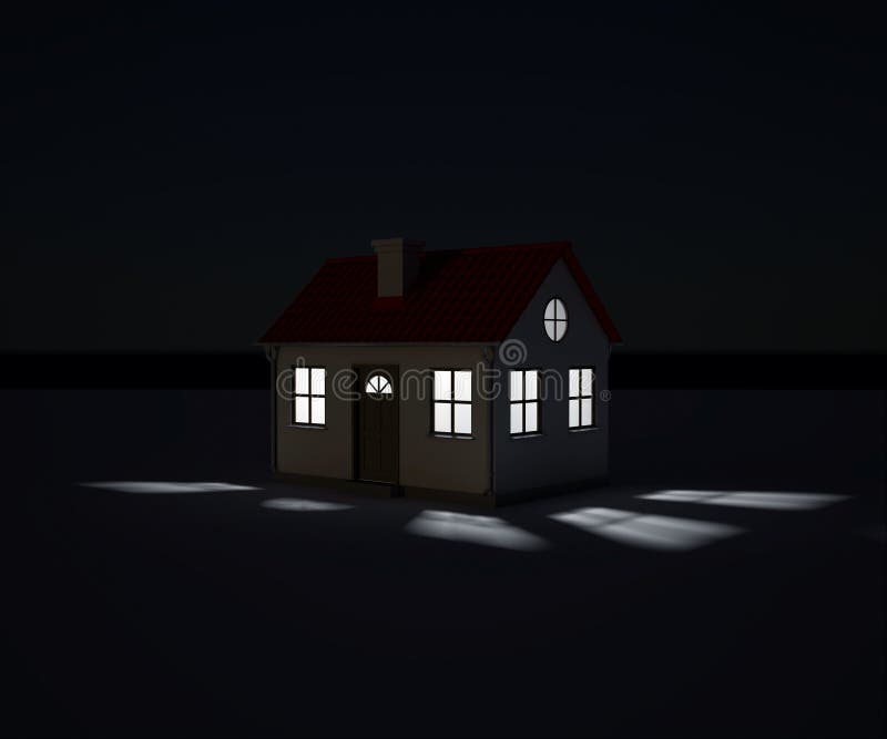 Night exterior small house stock illustration. Illustration of living ...