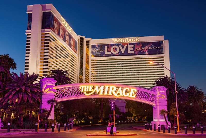 Night Exterior View of the Mirage Editorial Photography - Image of ...