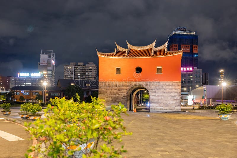 Night Exterior View of the Taipei North Gate Editorial Photography ...