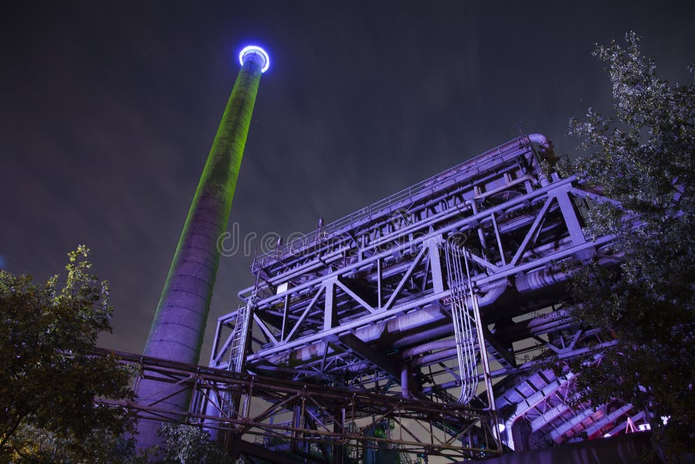 Night factory stock photo. Image of chimney, steel, illumination - 21448870