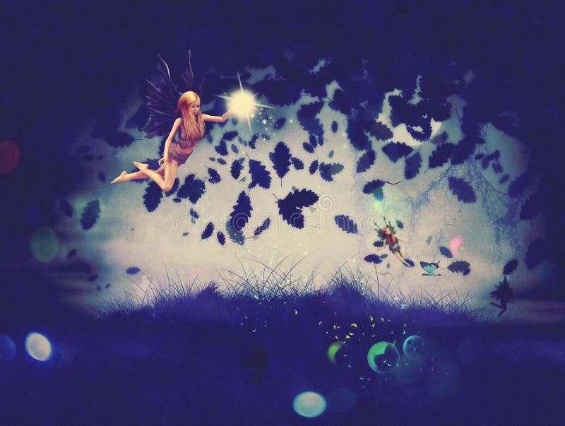 Night Fairy stock illustration. Illustration of butterfly - 54892124