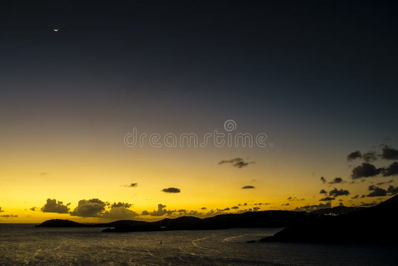 Night Falling Over the Ocean Stock Image - Image of tides, sailing ...