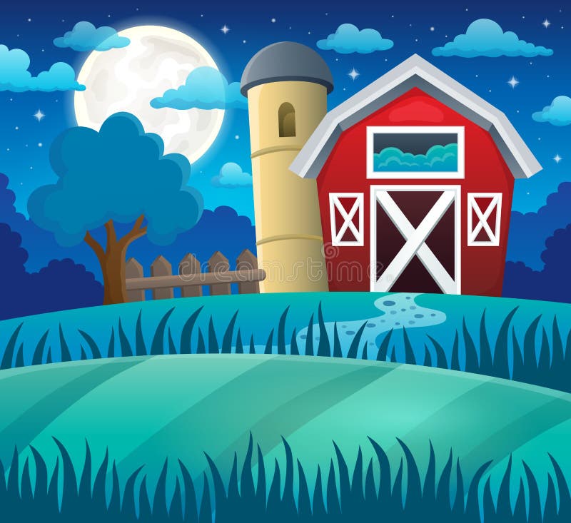 Night farmland theme 1 stock vector. Illustration of exterior - 89368685