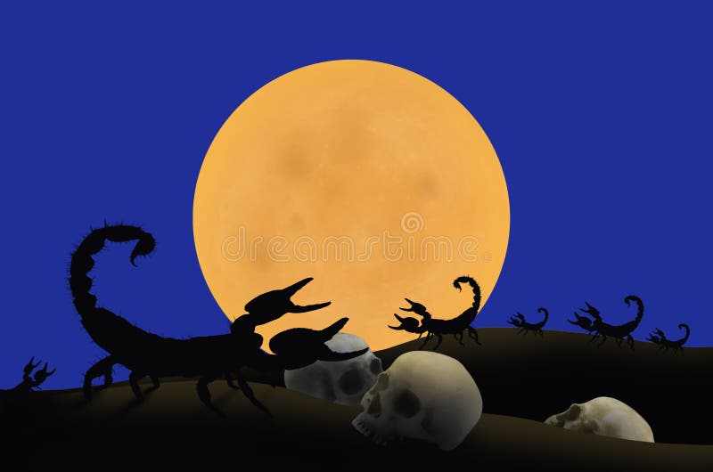 Night Fear with Death in the Desert Stock Illustration - Illustration ...