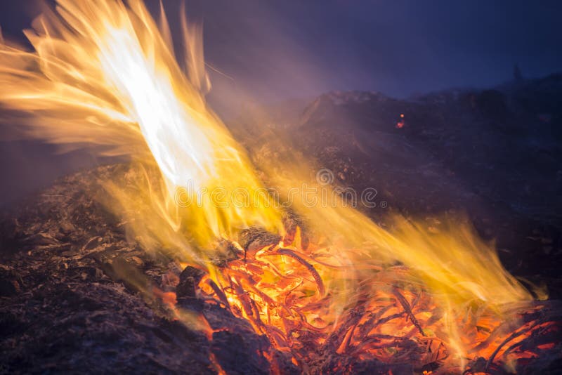In the night of fire stock photo. Image of horizontal - 67452980