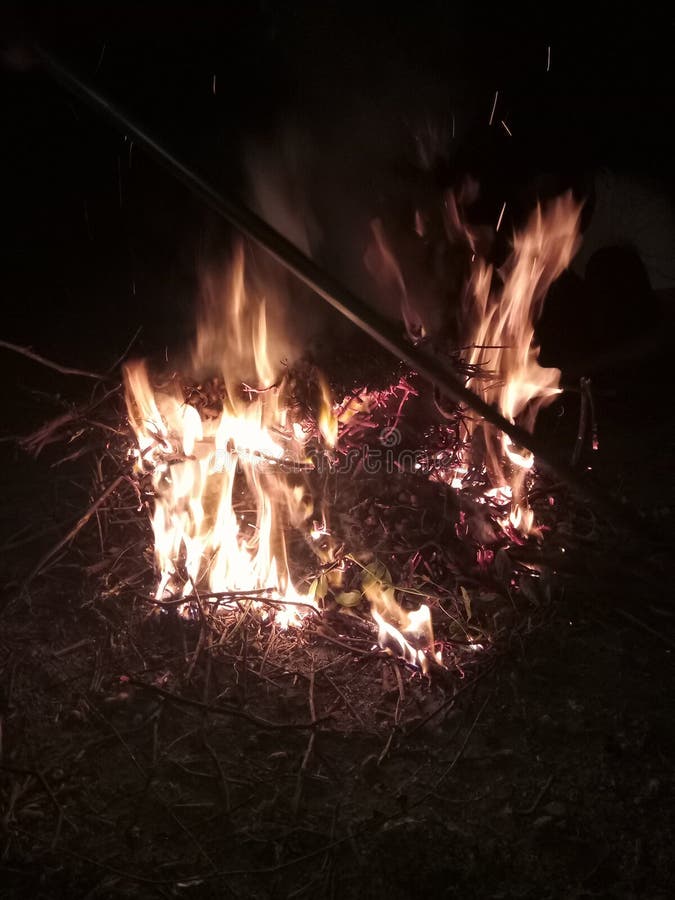 Night Fire Full Enjoy the Night Stock Image - Image of fire, night ...
