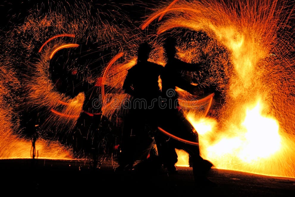 Night fire show stock photo. Image of flame, high, entertainment - 9407380