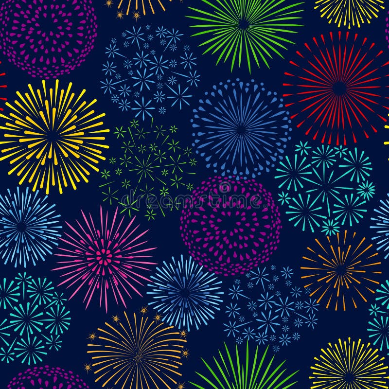Firework Seamless Pattern stock vector. Illustration of fire - 40397351