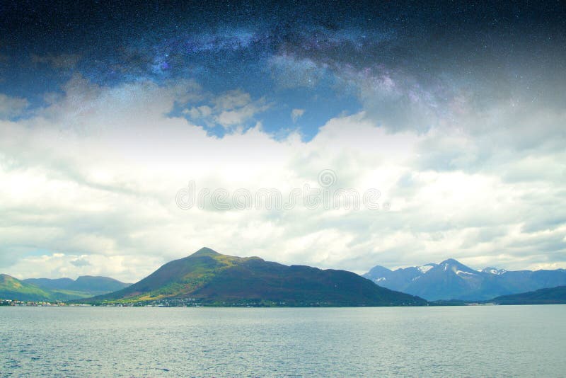 Night fjord stock photo. Image of nature, mountains, country - 41755926