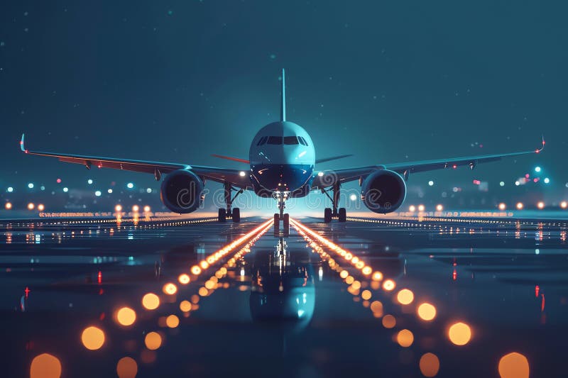 Night Flight Plane, AI Generated Stock Illustration - Illustration of ...