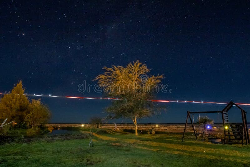 Night Flights with Scenery. Stock Photo - Image of evening, light ...