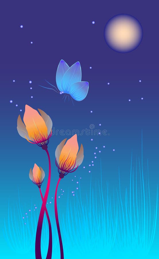 Night flowers stock vector. Illustration of border, copy - 26680467