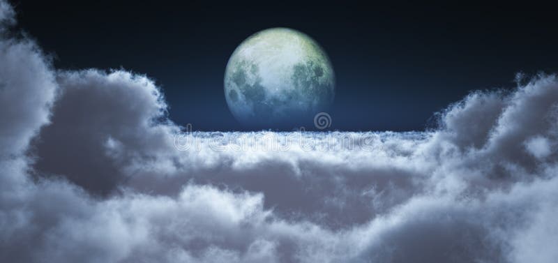 Night Fly Above Clouds Full Moon Stock Photo - Image of looped ...