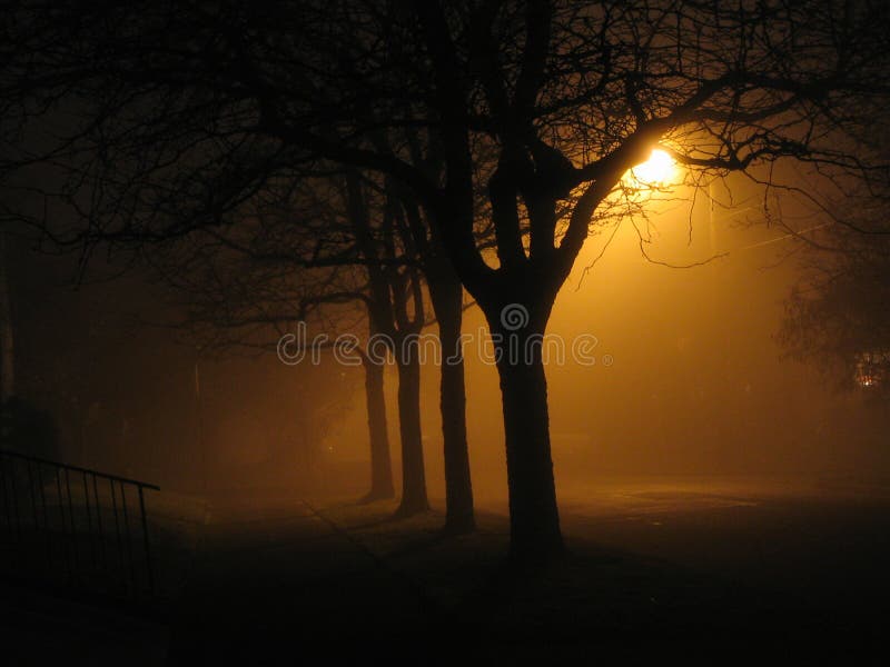 Bridge in Fog at Night stock image. Image of pedestrian - 1435863