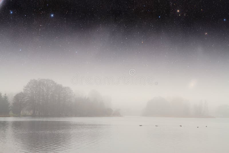 Night fog . stock photo. Image of nature, stars, river - 38391994
