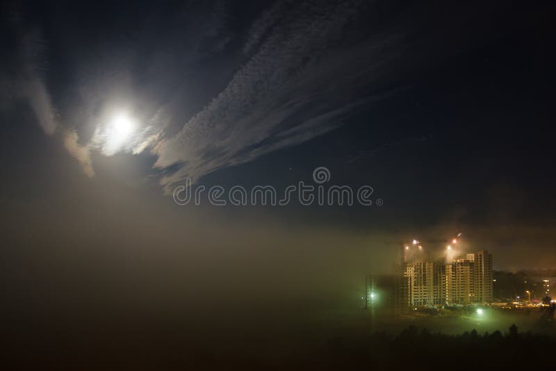 Night Fog in Moonlight and Construction of a Multi-storey Building ...