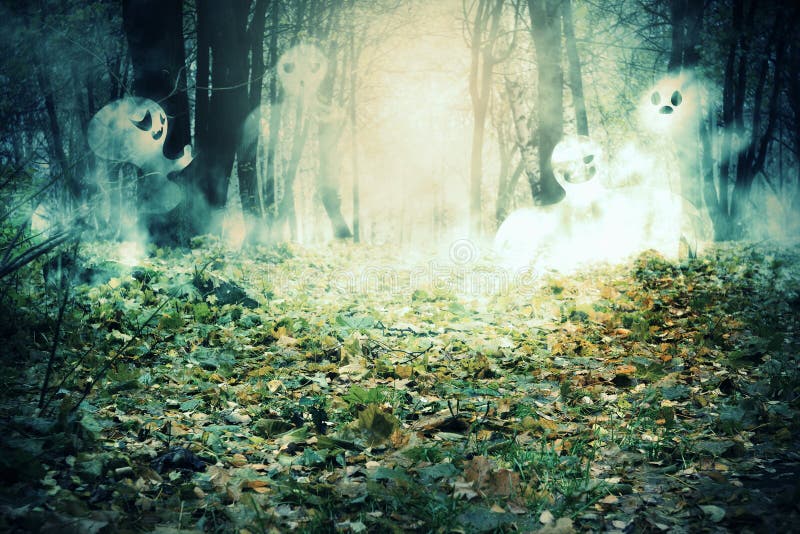 Night Foggy Ghosts stock illustration. Illustration of ghost - 64828519