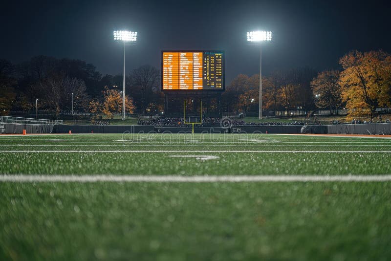 Night Football Stadium Scoreboard Stock Illustration - Illustration of ...