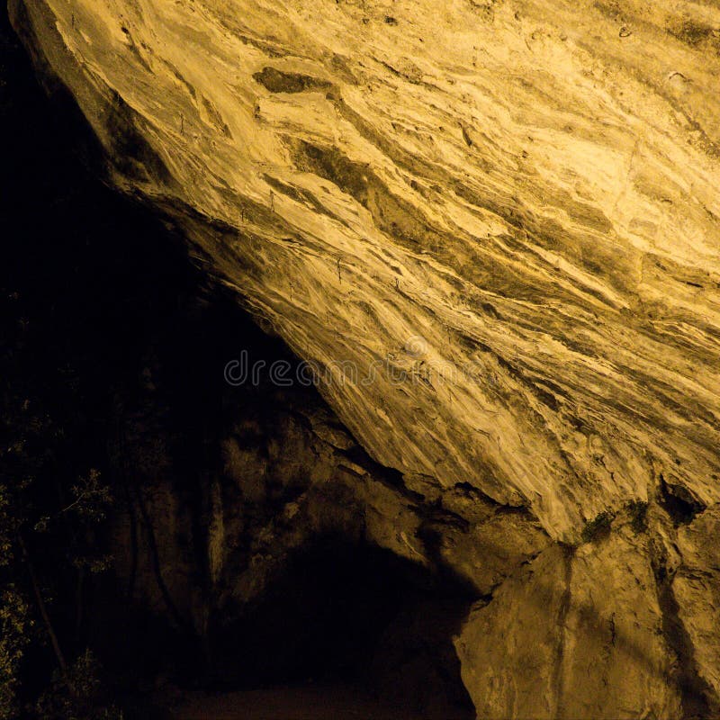 Night Forest with an Enlightened Rock Stock Photo - Image of holiday ...