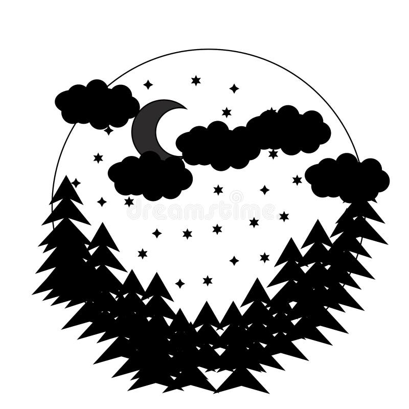 Night Forest Icon on a White Background Stock Illustration ...