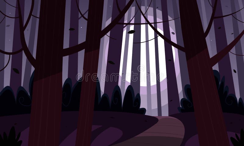 Night Forest Trail stock vector. Illustration of vector - 56687513