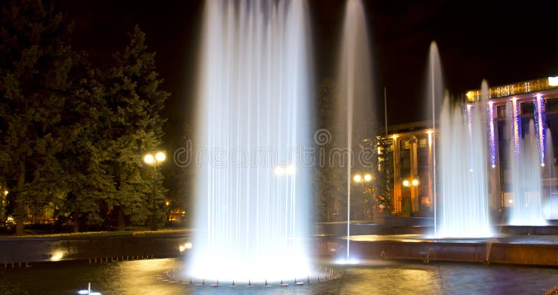 Night fountain stock image. Image of waterworks, gatherin - 26630817