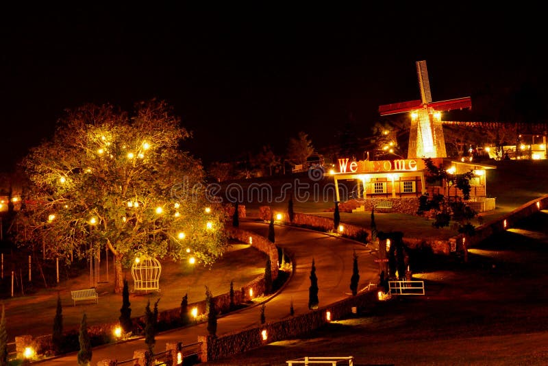 Night garden stock image. Image of beautiful, monument - 74245769