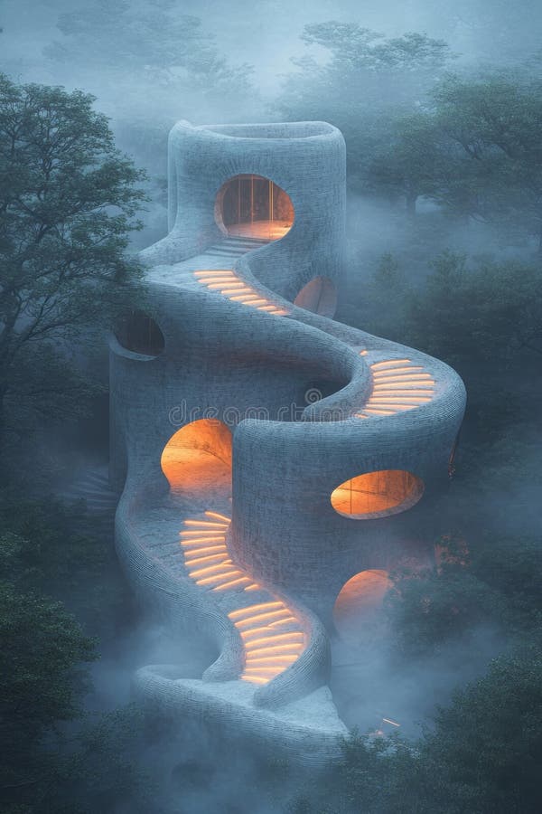 Illuminated Stone Pathway Winding Serene Garden Night Stock Photos ...