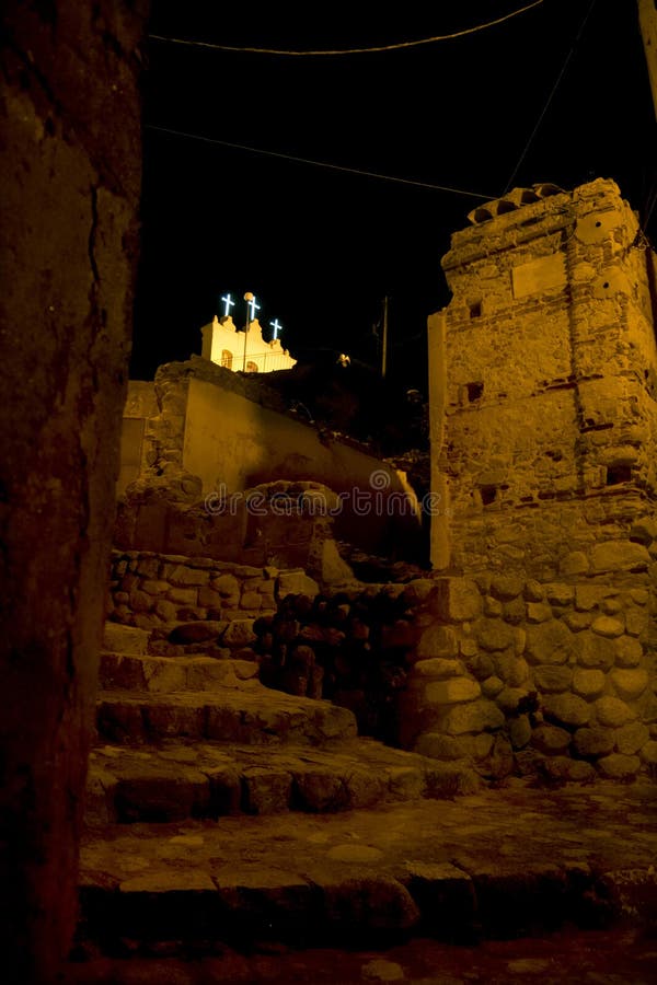 Night Glimpse of an Ancient Village Stock Photo - Image of lights ...
