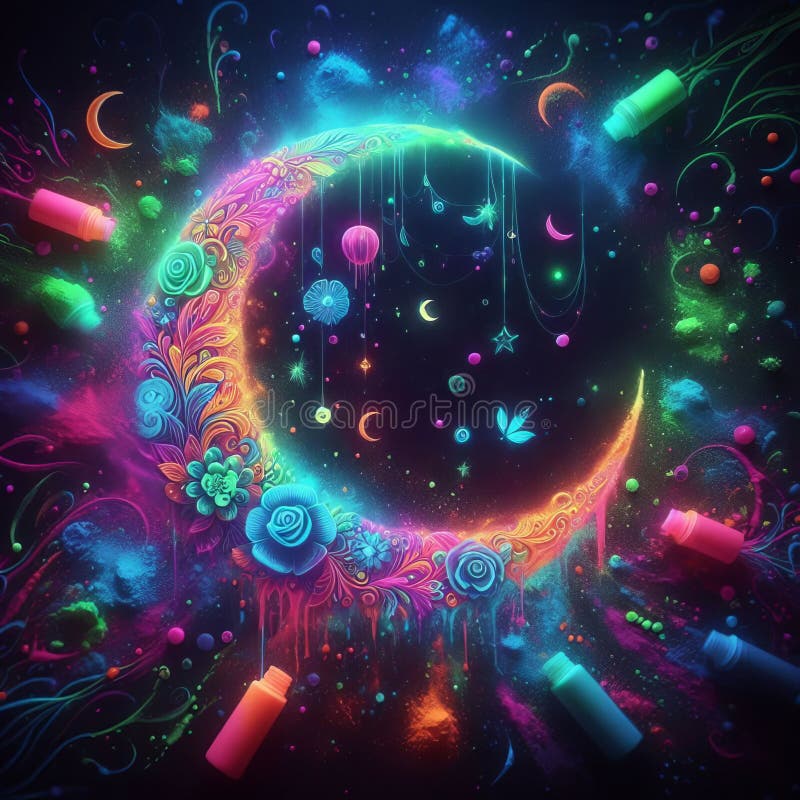 Night Glow Holi Use Glow in the Dark Colors for Nighttime Celebr Stock ...