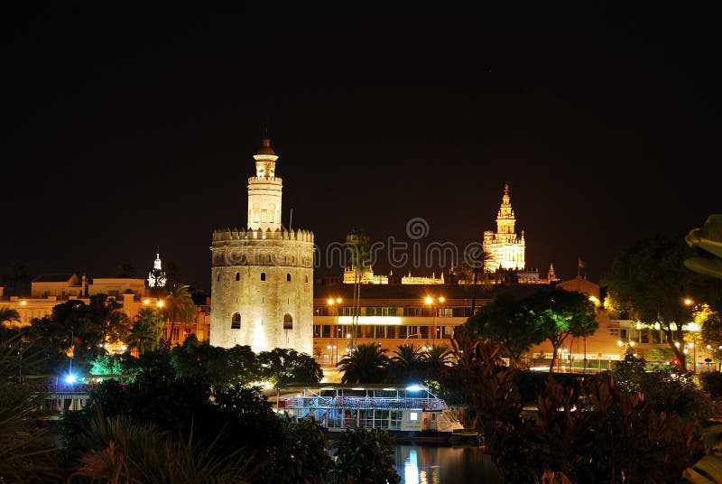 Sevilla in the night stock image. Image of sunrise, andalucashy - 168996219