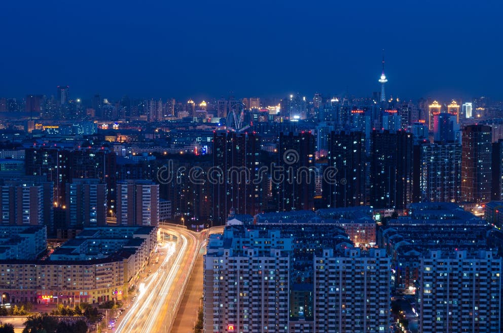 The Night of Harbin stock image. Image of skyscraper - 25721251