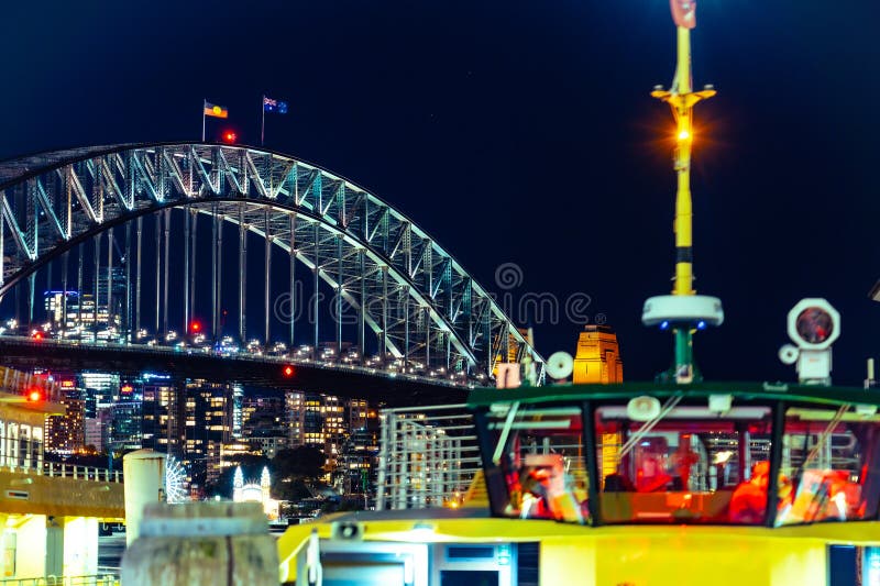 Night Harbor Bridge editorial stock photo. Image of sydney - 308855323