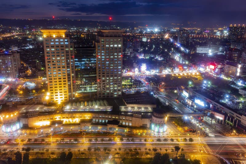 Night High Angle View of the Banqiao District Cityscape Stock Photo ...