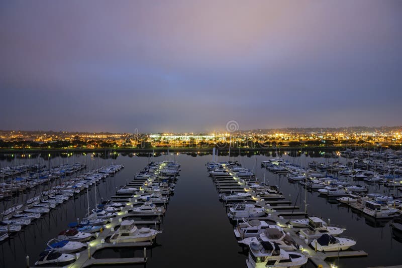 Night High Angle View of a Harbor Stock Image - Image of high, travel ...
