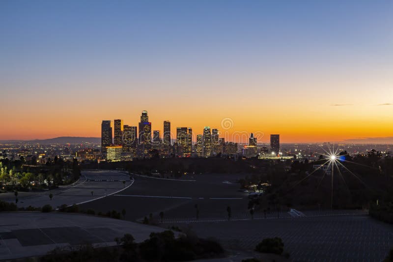 Night High Angle View of the Los Angeles Downtown Stock Photo - Image ...