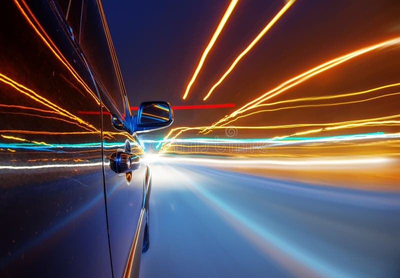 Night, high-speed car stock photo. Image of hood, automotive - 37929982