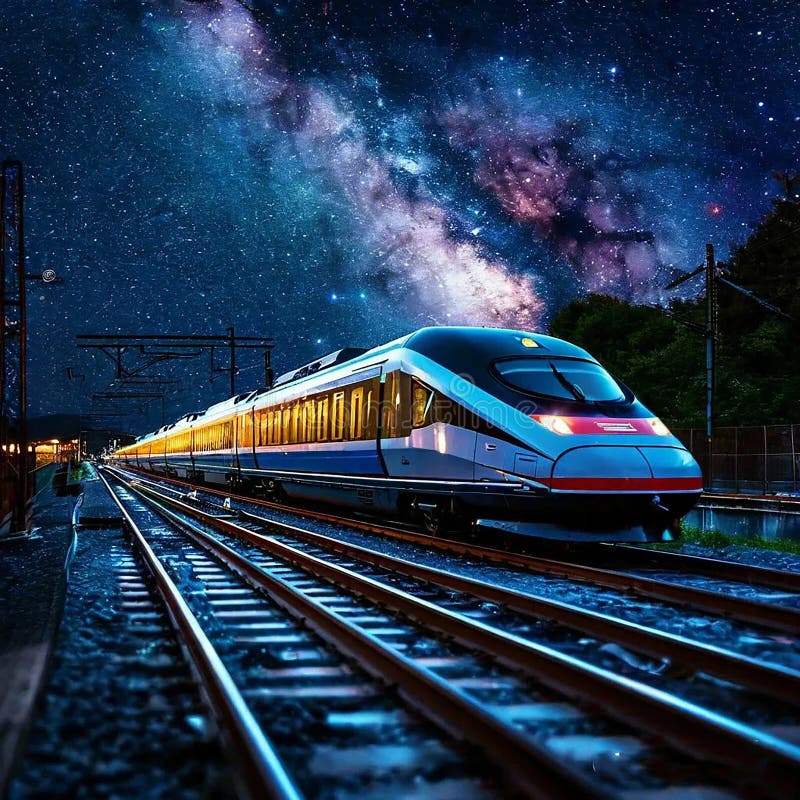 Night train stock photo. Image of beautiful, track, transport - 354364252